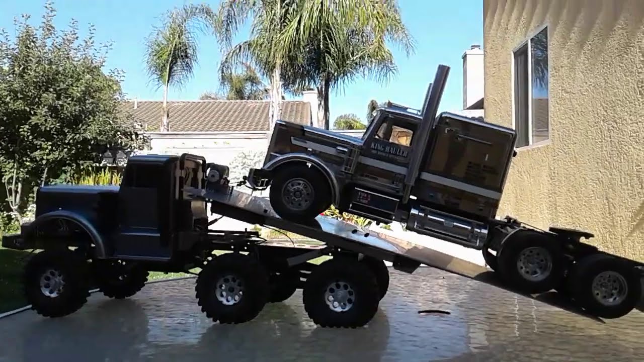 RC semi rollback, T16 Linear Track Actuators. - YouTube