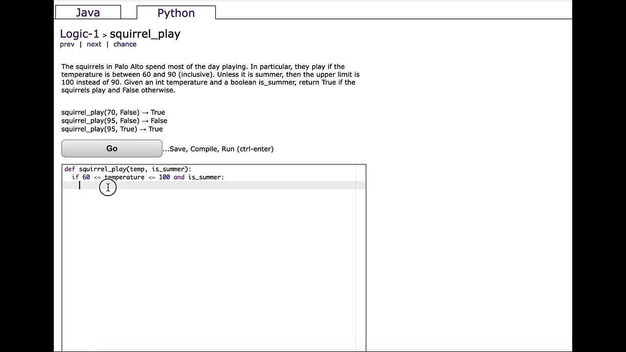 Python: CodingBat– Logic-1– squirrel_play - YouTube