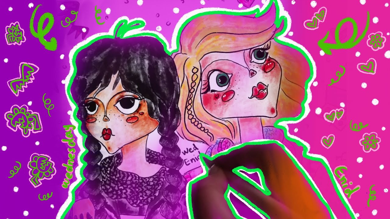 wednesday & enid :enid and wednesdays scary digital painting for the ...