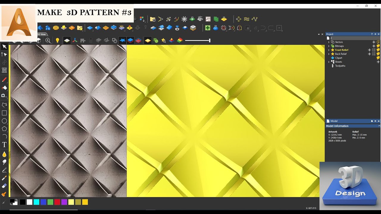 WALL PATTERN || HOW TO MAKE 3D CNC PATTERN #3 - YouTube