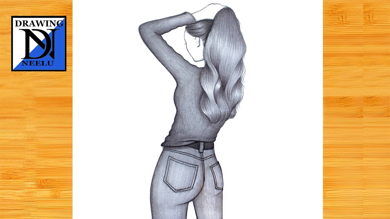 how to draw Simple Girl Backside -drawing easy || Pencil Sketch || Easy ...