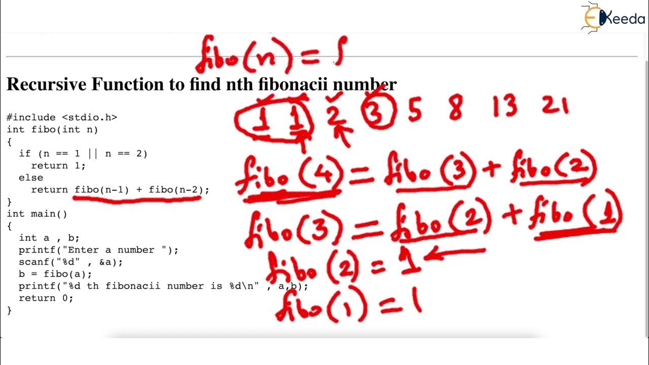 Recursive Function to Find Fibonacci Number | Data Structure Using C - YouTube