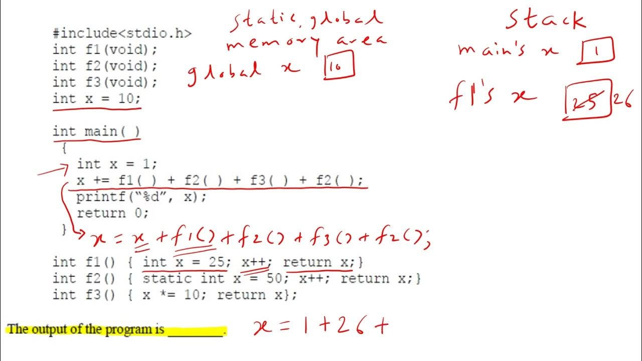 Functions and Storage Classes GATE CSE Exam Question - YouTube