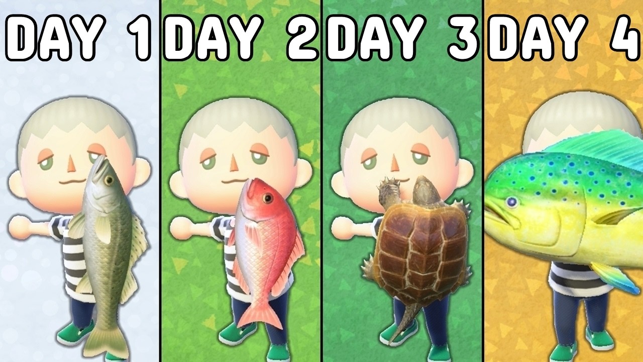 Catching Every Fish in 4 DAYS!! (Animal Crossing New Horizons) - YouTube