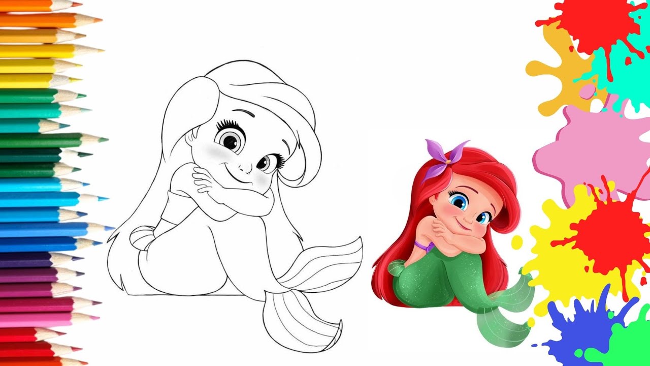 How to draw Princess Ariel mermaid disney step by step - YouTube