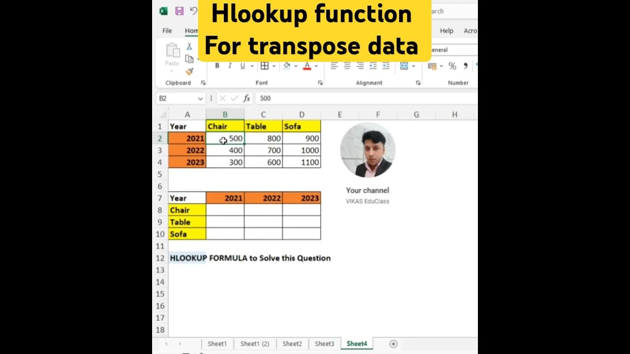 HLOOKUP Function for Transpose Data retrieval in #excel #exceltips #exceltricks #shorts - YouTube