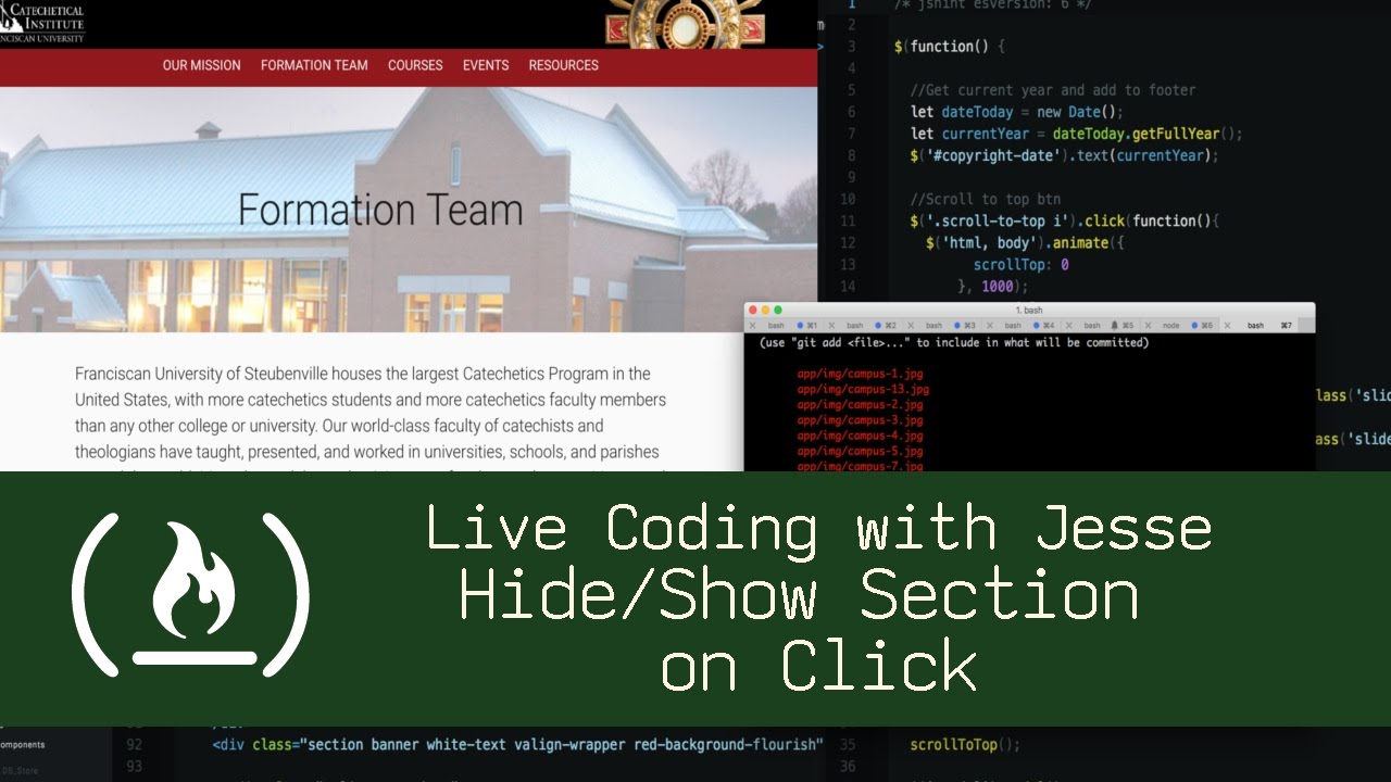 Hide/Show Section on Click - Live Coding with Jesse