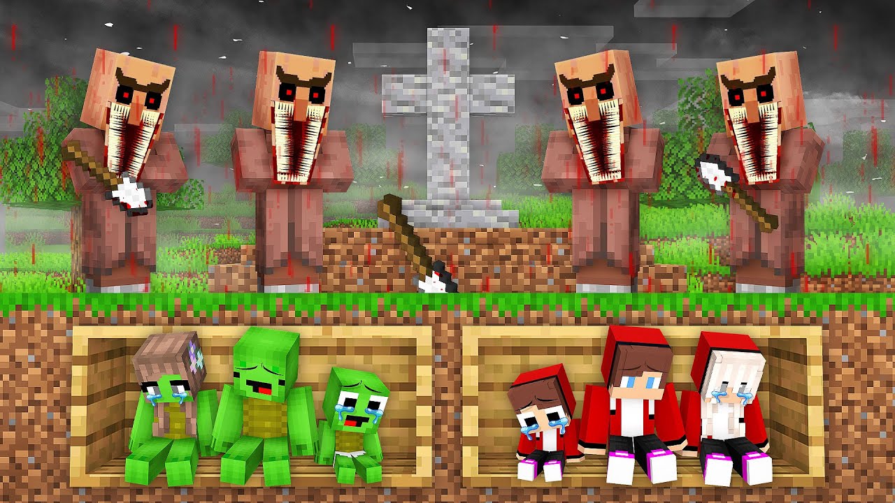JJ and Mikey Family Buried Alive in BLOOD RAIN in Minecraft - Maizen - YouTube