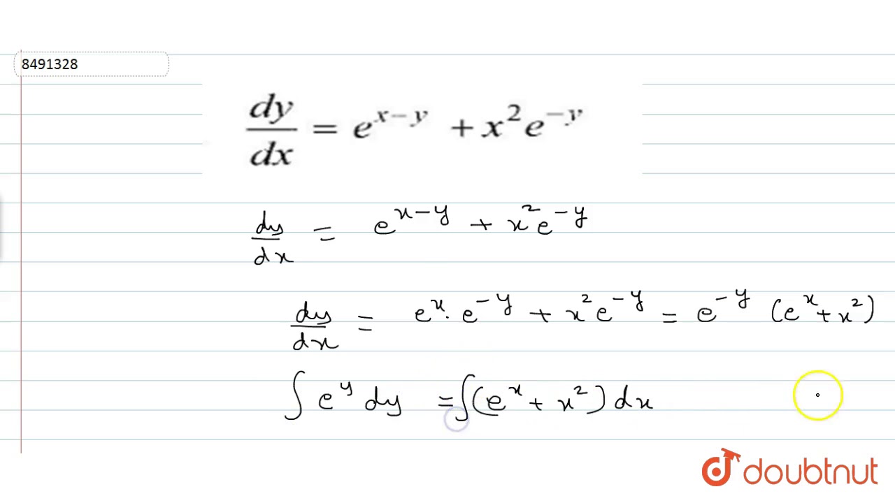 Solve dy dx e x y x 2e y YouTube