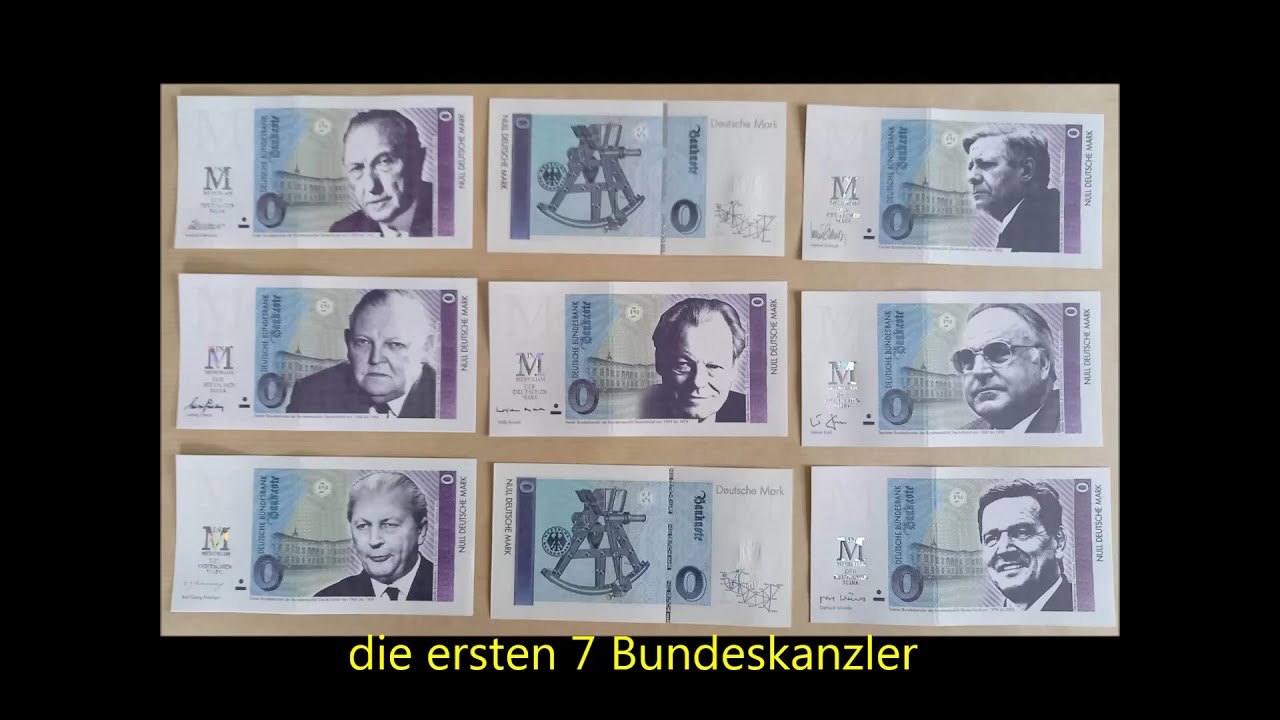 DEUTSCHE MARK Scheine - die ersten 7 Bundeskanzler der Bundesrepublik ...