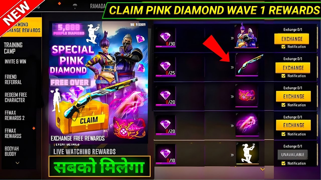 FREE FIRE NEW EVENT | PINK DIAMOND STORE UPDATE | PINK DIAMOND STORE ...