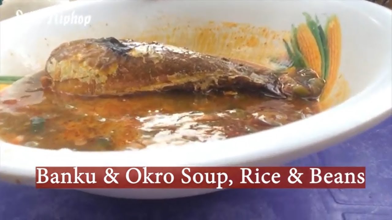 Ghana Food --- Banku Okro & Rice Beans - YouTube
