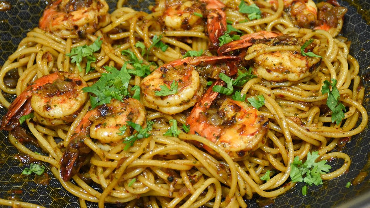 Resepi Butter Garlic Prawn Spaghetti Serius Sedap - YouTube