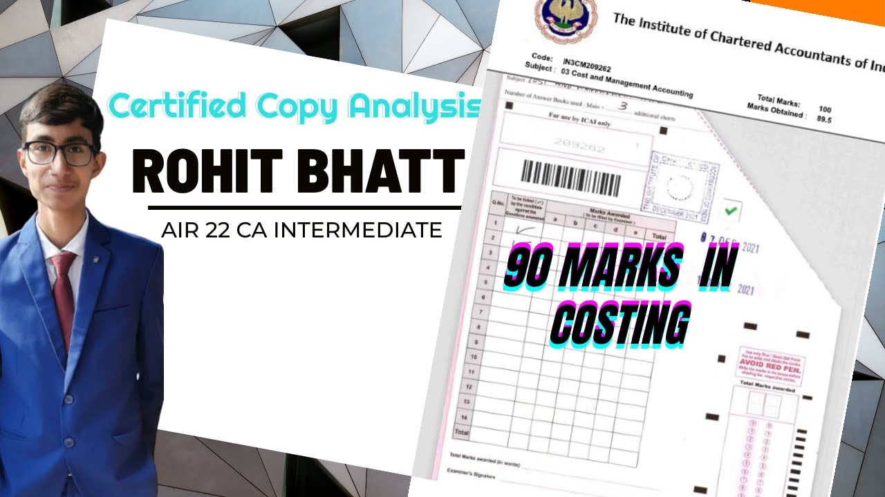 COSTING ANSWER SHEET | 90/100 MARKS! | ICAI CERTIFIED COPY | AIR 22 CA ...