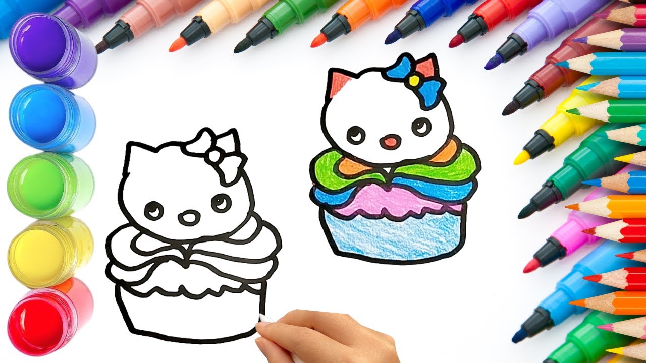 How To Draw cute Kitty Drawing, Painting & Coloring For Kids and ...