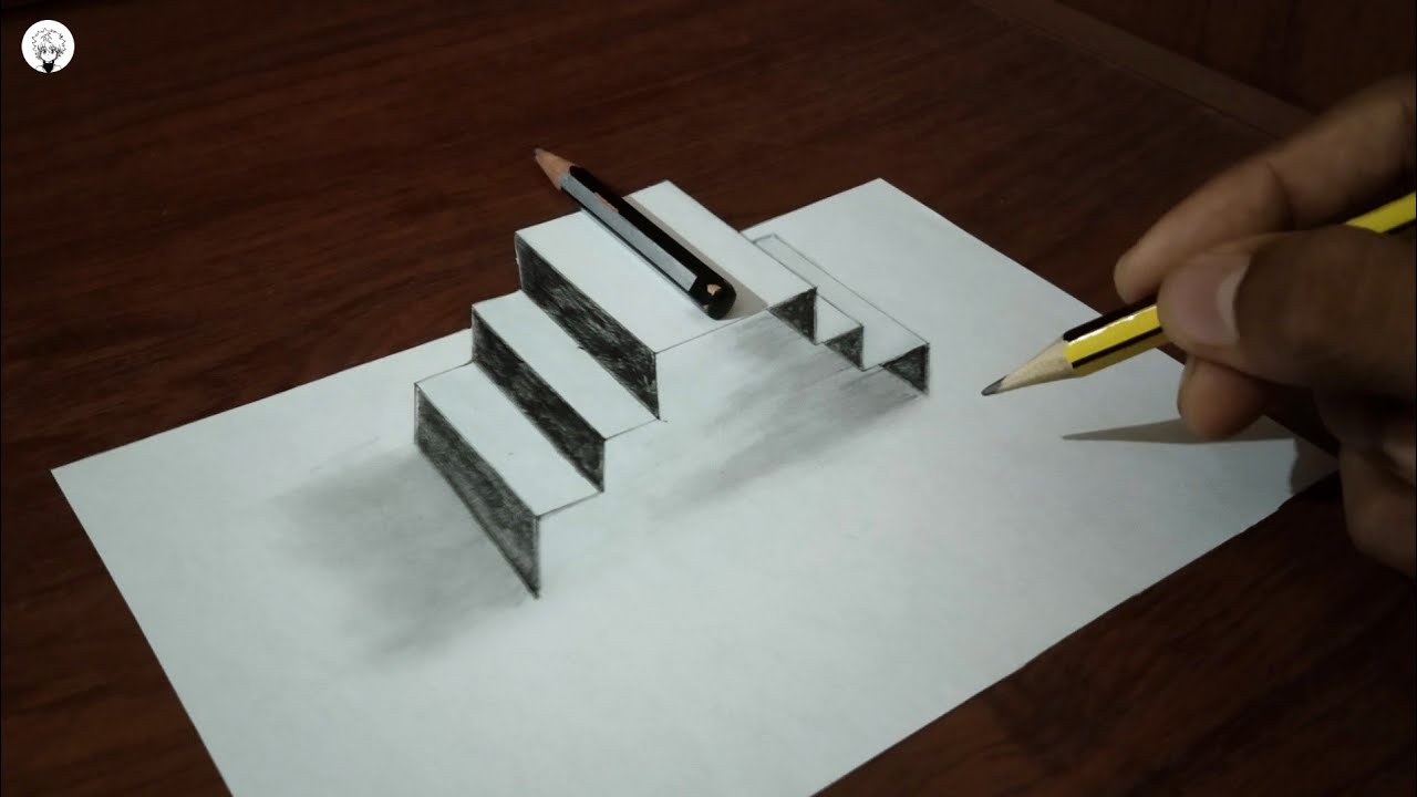 How To Draw A 3D Steps on Paper || Easy 3d step drawing paper for ...