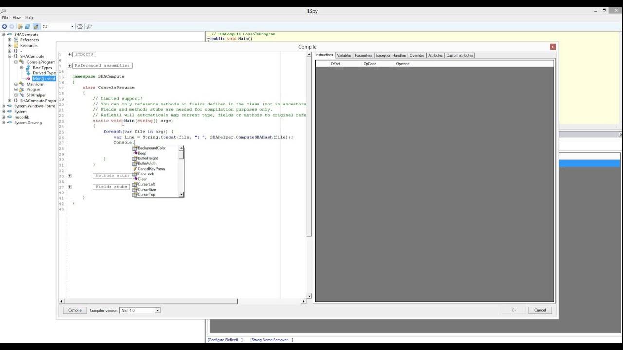 Converting a .NET GUI application to console using Reflexil and ILSpy - YouTube