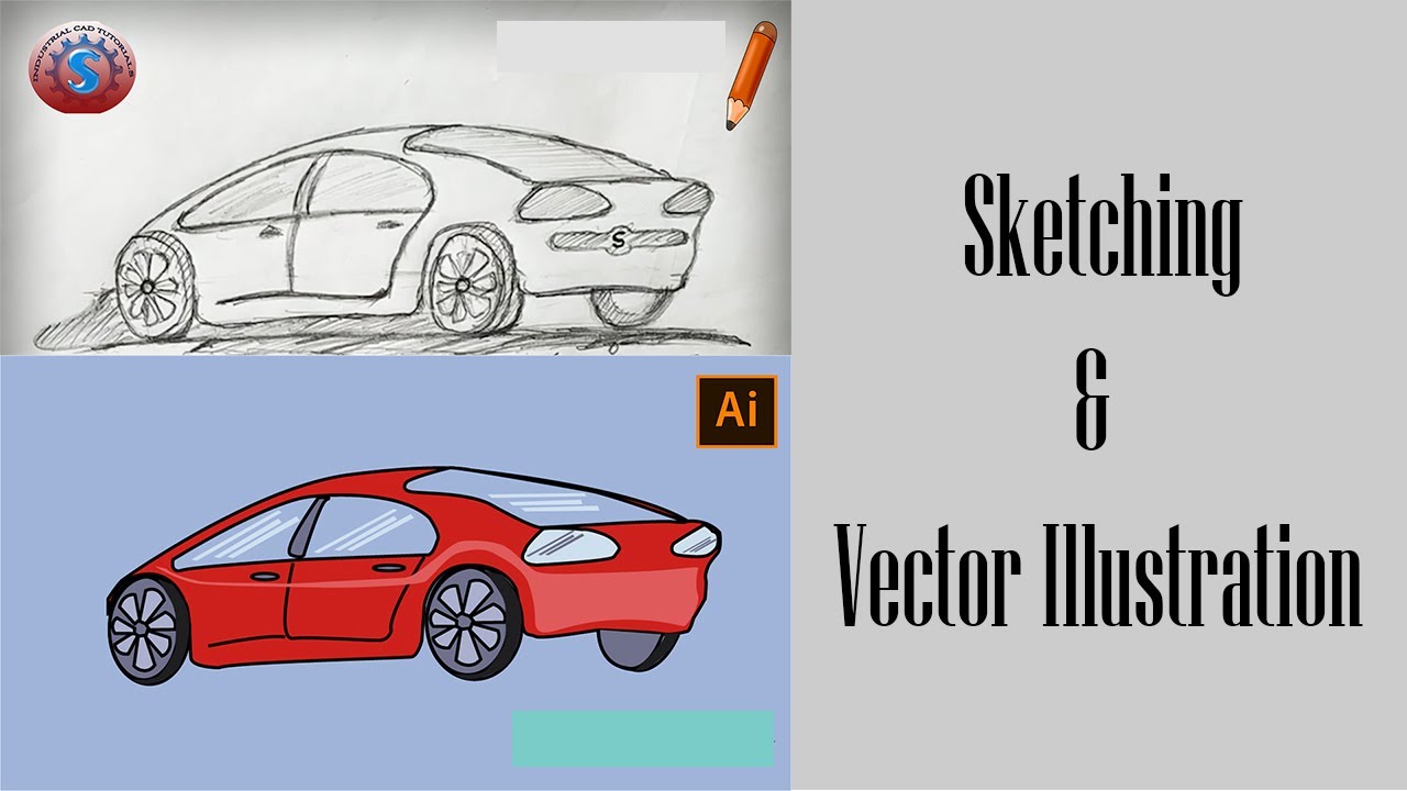 DRAW DIGITAL CAR VECTOR ART ILLUSTRATION FROM A SKETCH || ADOBE ...