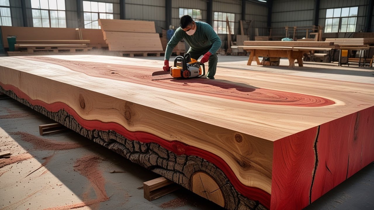 2 Million Dollar Masterpiece: Giant Table Made From Super Wood - YouTube