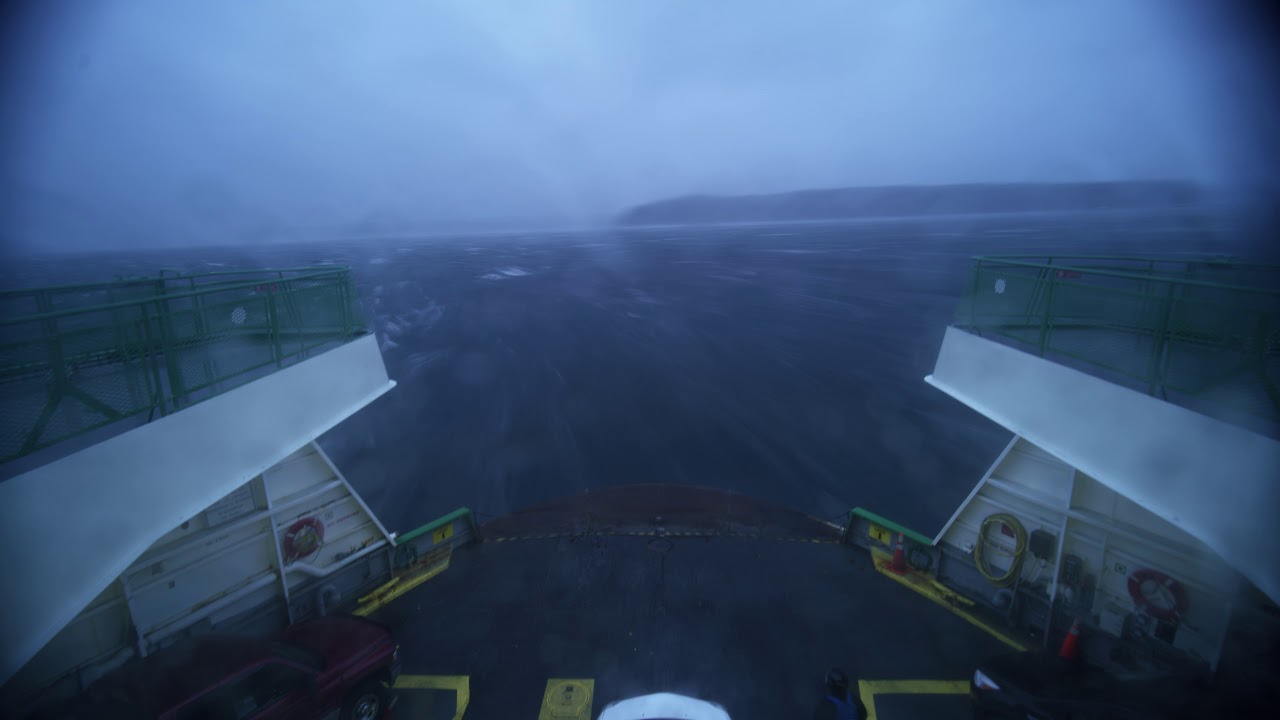 Ferry in stormy weather - YouTube