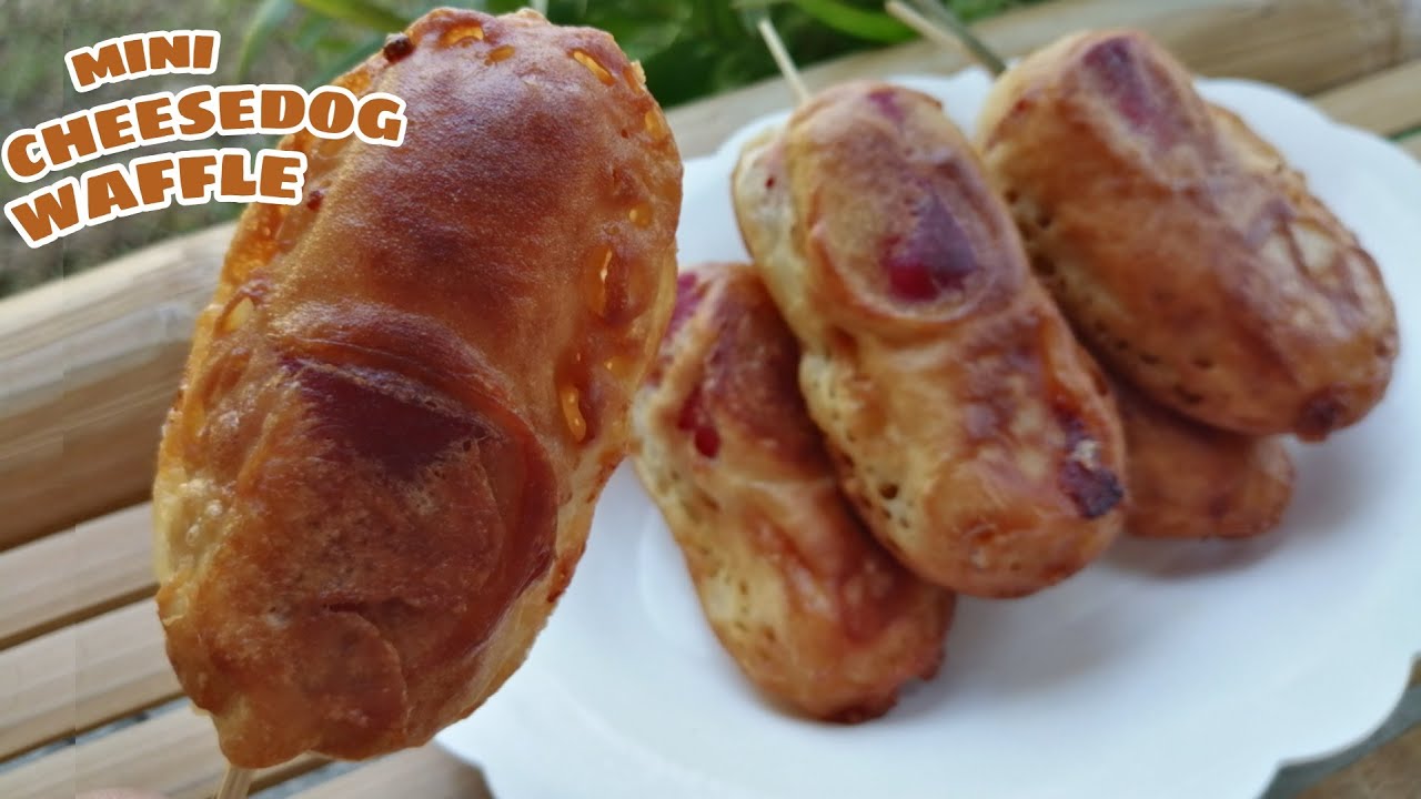 mini CHEESEDOG WAFFLE on stick | cheese and hotdog waffle - YouTube