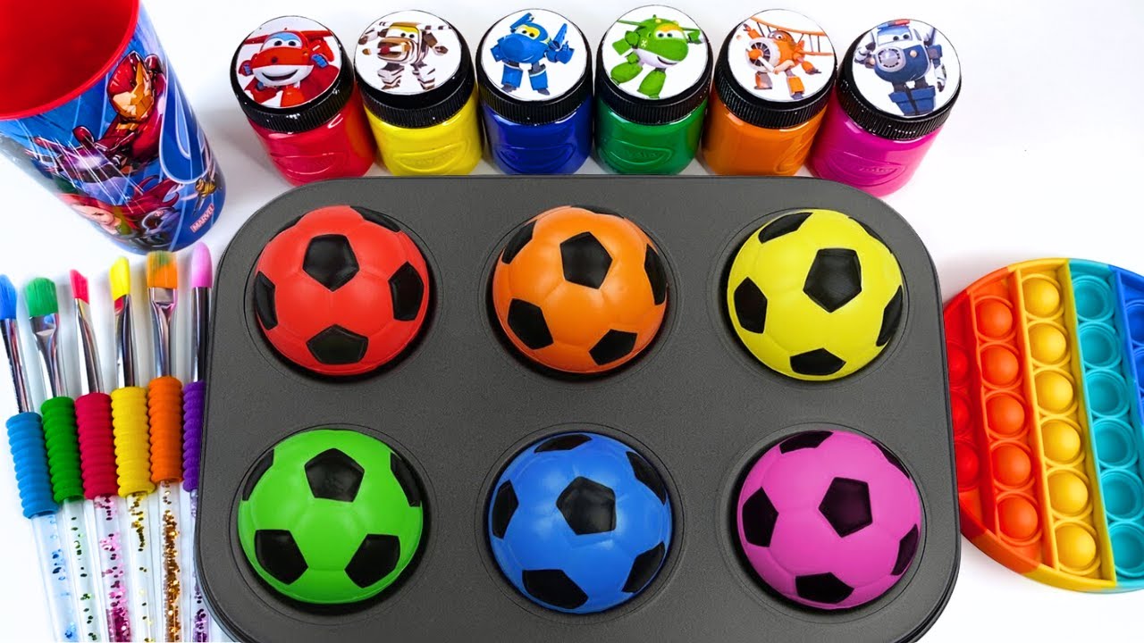 Oddly Satisfying Video | Soccer Balls AND Rainbow PopIt IN Pool Magic ...