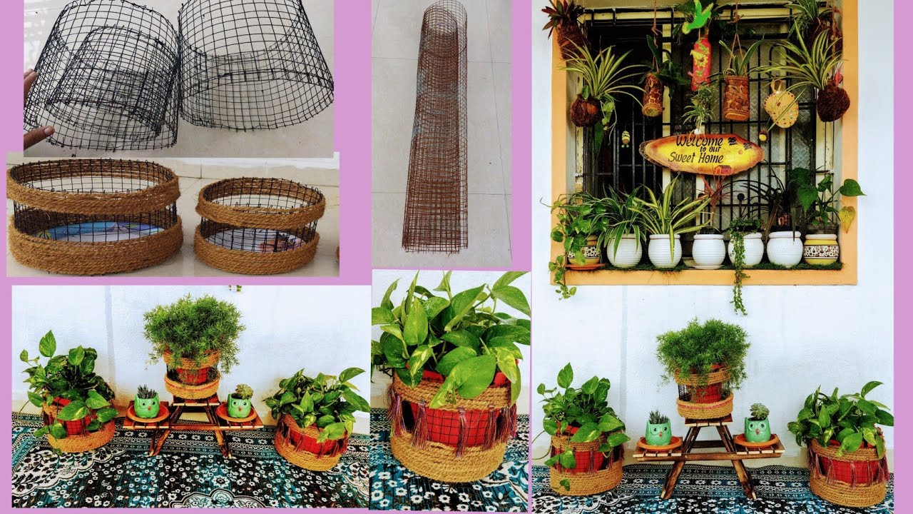 Easy home made net pot ideas in coconut rope🪴 - YouTube