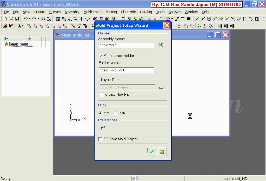 CIMATRON E6 0 001 Step 1 Start a new mold project - YouTube