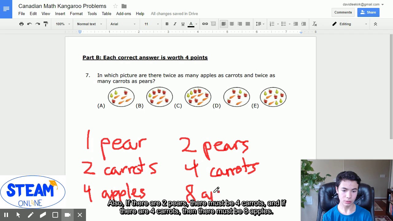 Math Kangaroo 2017 Problem 7 - YouTube