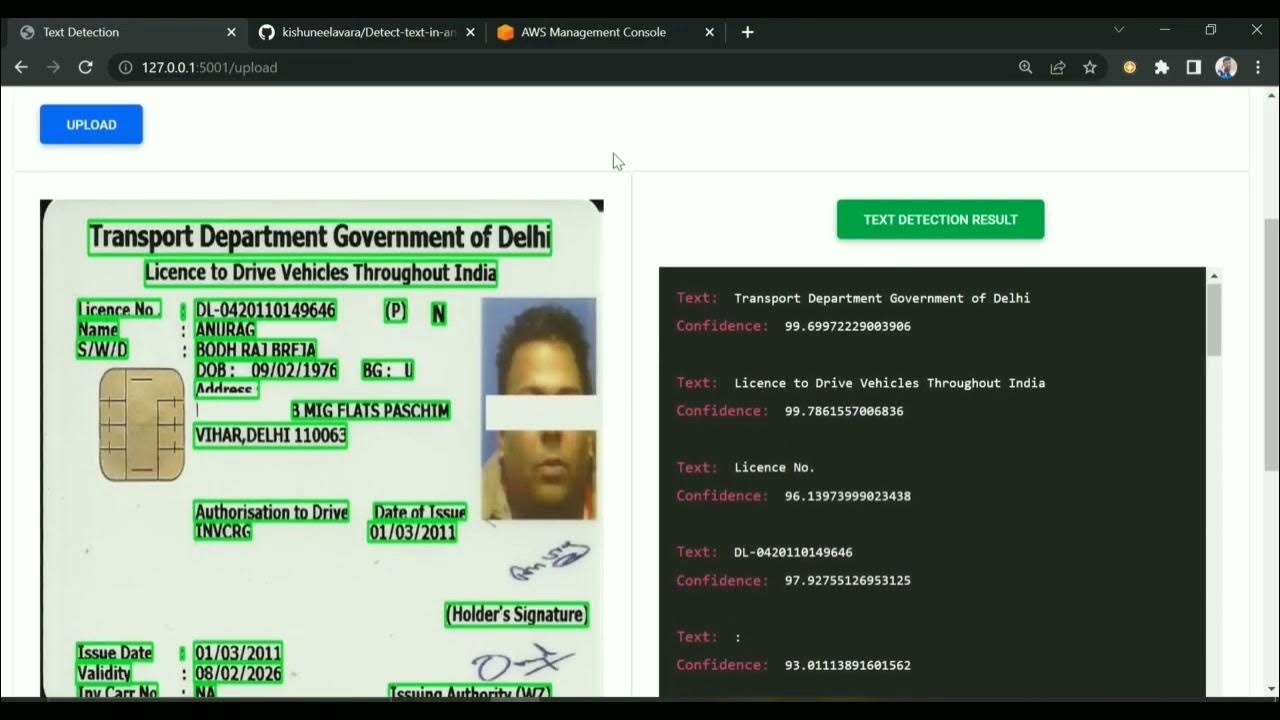 Detect text in an image using Amazon Rekognition | Python | Flask UI ...