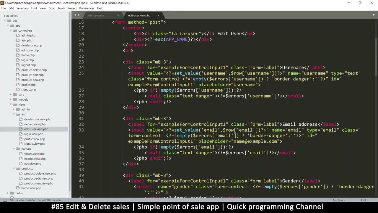 #85 Edit & delete sales | Simple point of sale app in php & javascript | Quick programming ...