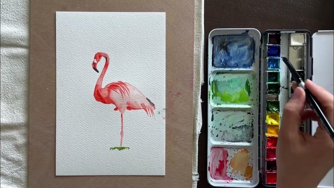 10-Minute Watercolor Flamingo Painting - YouTube