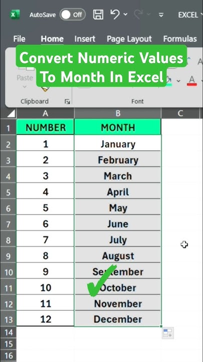 How to convert numeric values to month In Excel #shorts #viralshorts #exceltips - YouTube