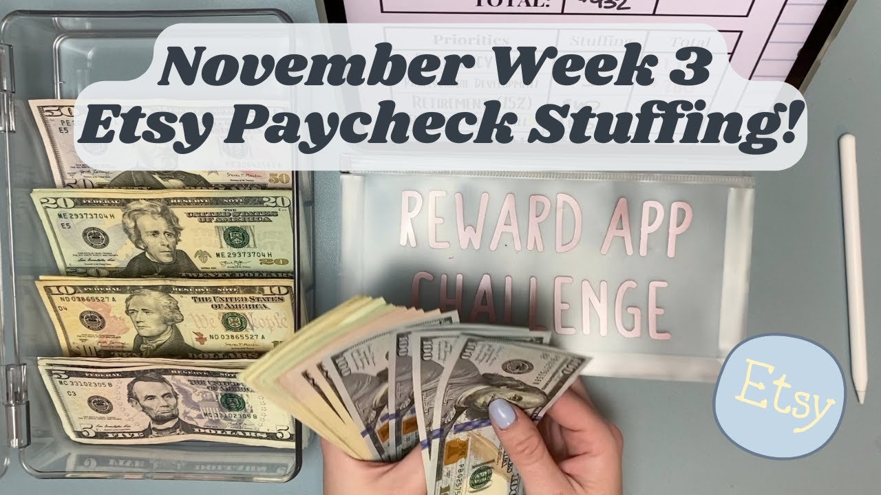 November Side Hustle Cash Envelope Stuffing Week 3 || Etsy Paycheck ...