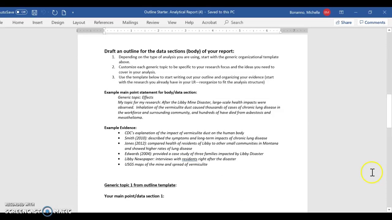Outlining your Analytical Report - YouTube