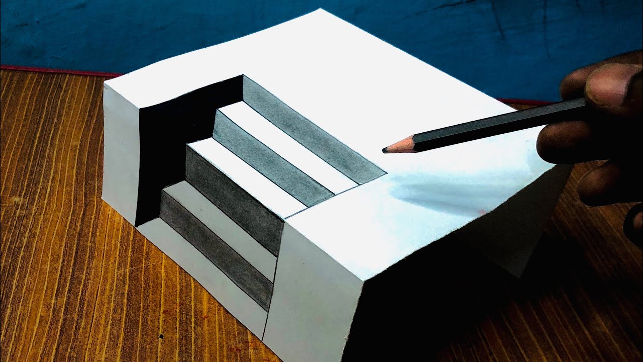 How to draw 3D steps | 3D drawing tutorial - YouTube