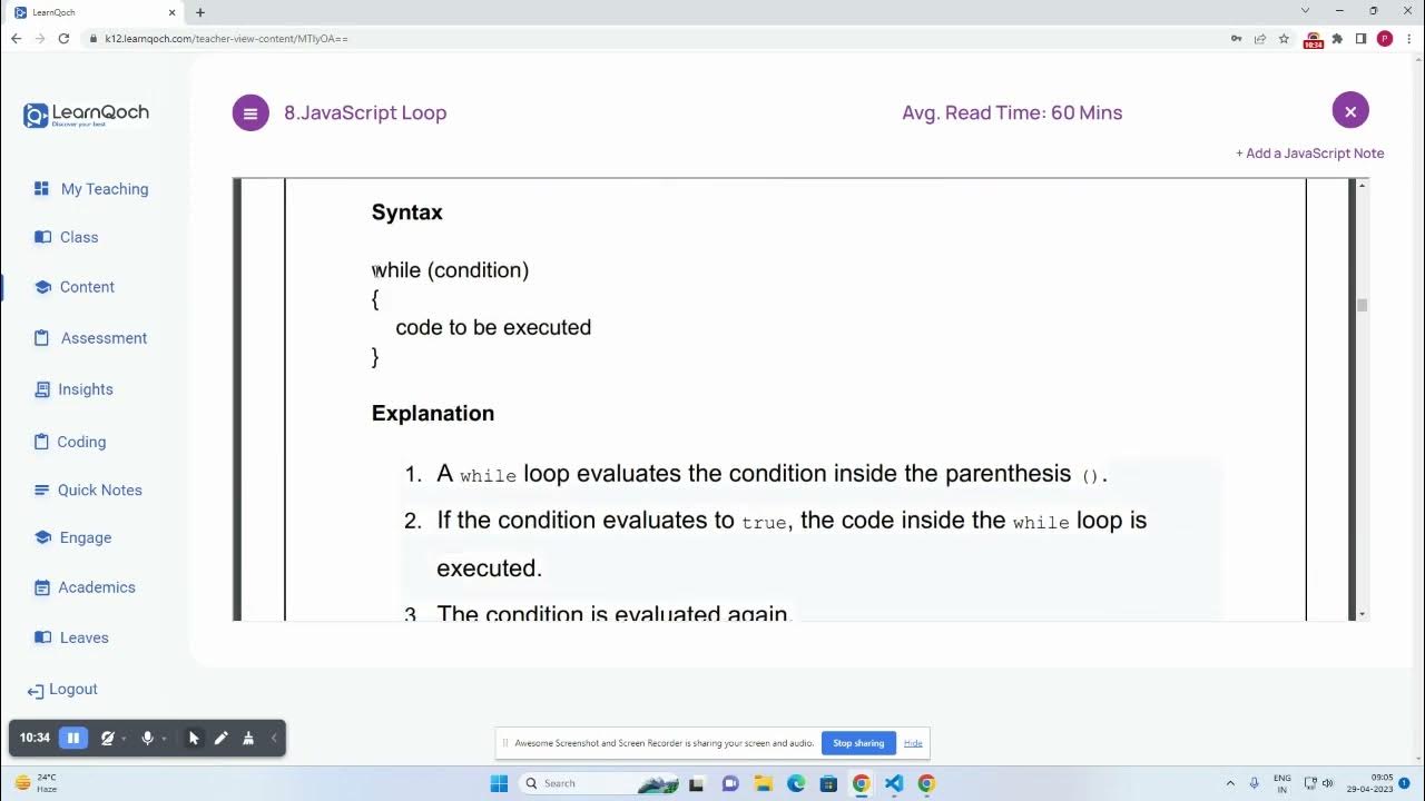 Loops used in JavaScript- Learn with LearnQoch - YouTube