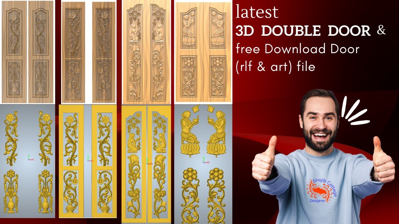 3D Double Door design in Artcam l Free Download Double Door design (rlf ...