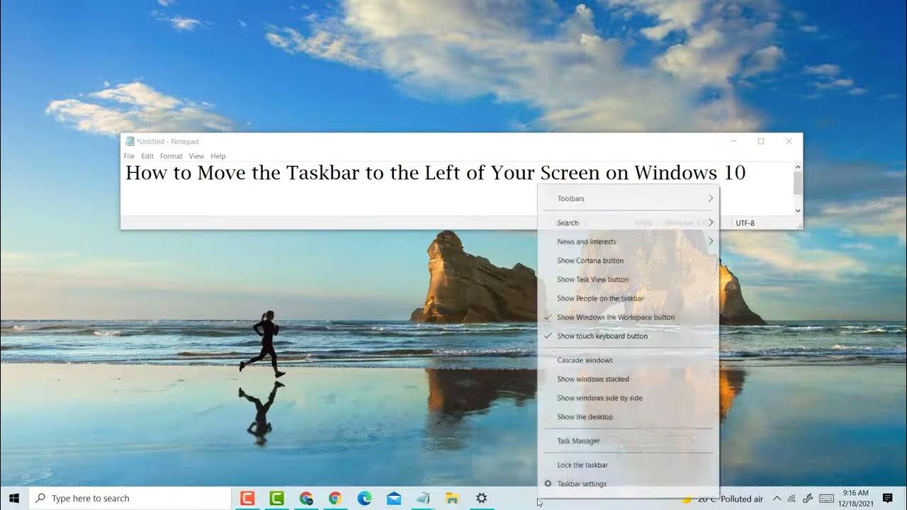 How to Move the Taskbar to the Left of Your Screen on Windows 10 - YouTube