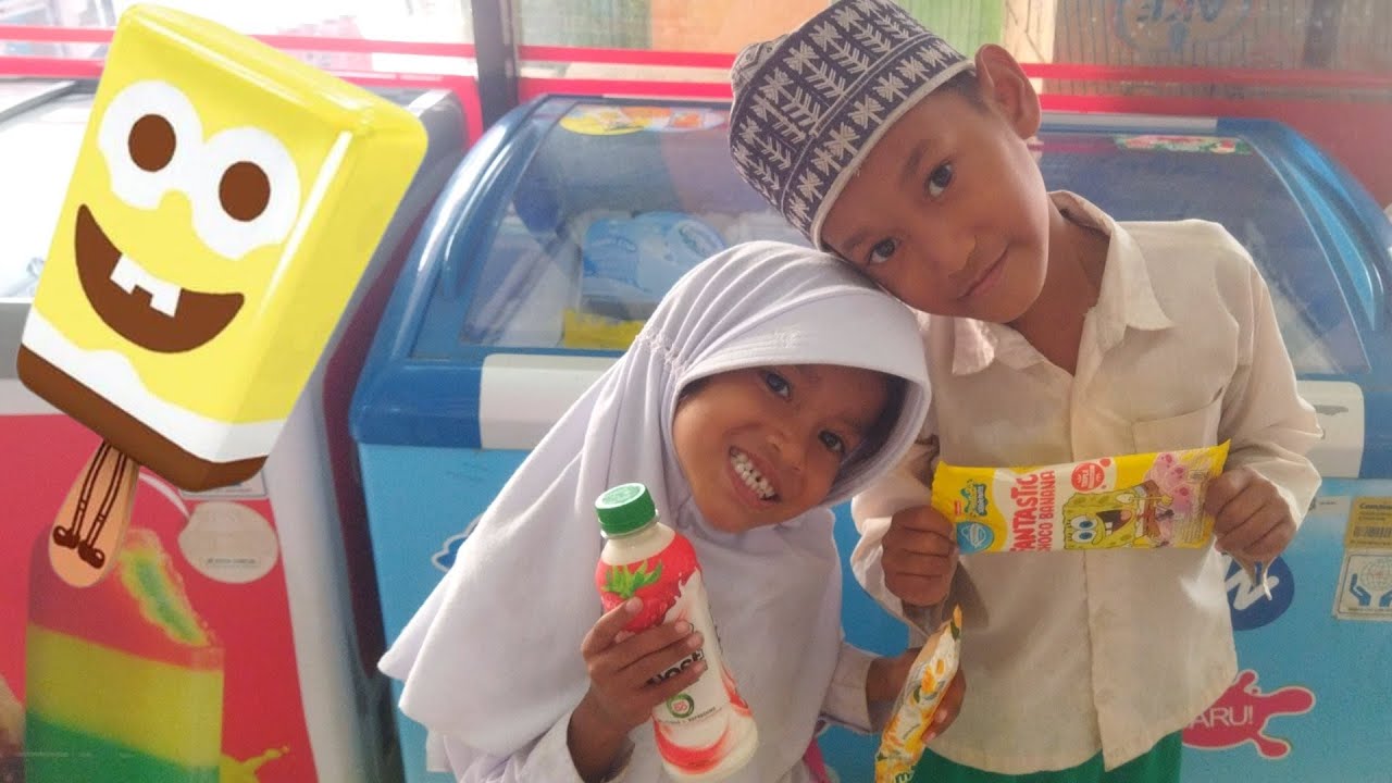 DRAMA BORONG ES KRIM SPONGEBOB FANTASTIK CHOCO BANANA DAN ES KRIM GO ...