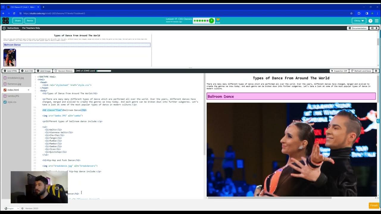 Unit 2: Lesson 17 -Activity 7 - CSS Classes I Web Development ('23-'24) - Code.org - YouTube