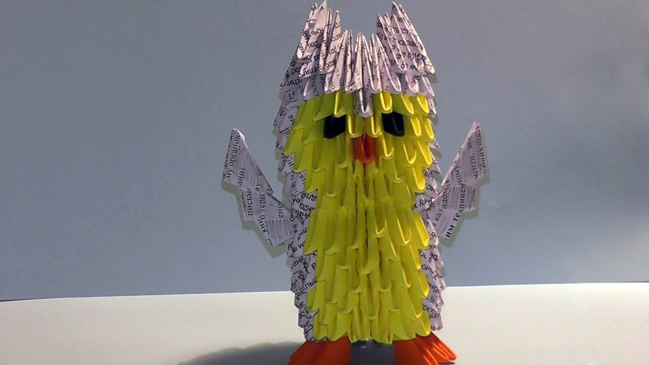 How to make a paper owl (eagle owl). 3D origami tutorial (instruction ...