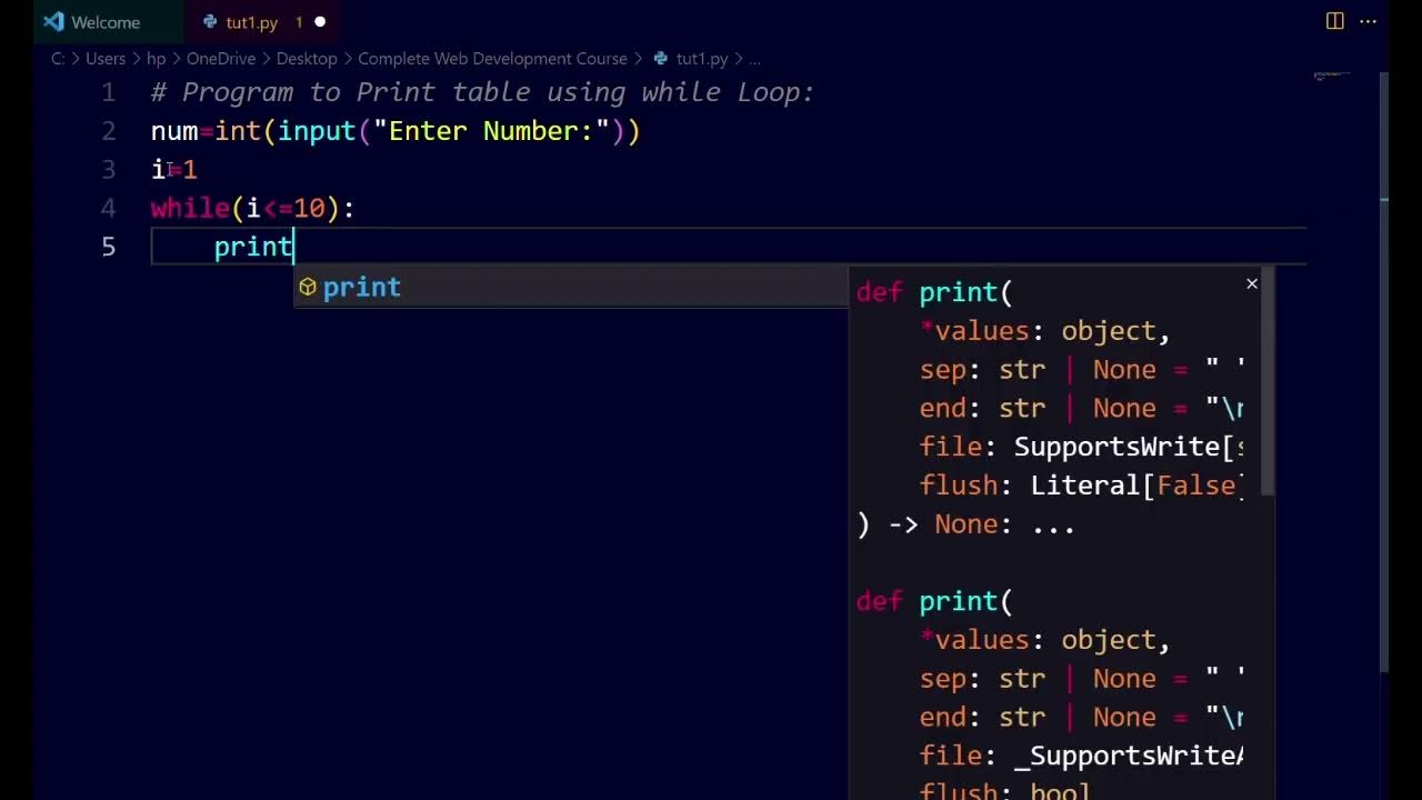 Program To Print Table Using While Loop In Python Youtube