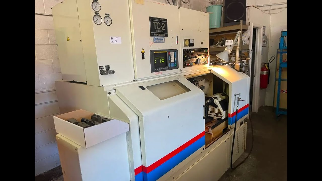 LOT 87: Takisawa TC2 2 Axis CNC Turning Center - YouTube
