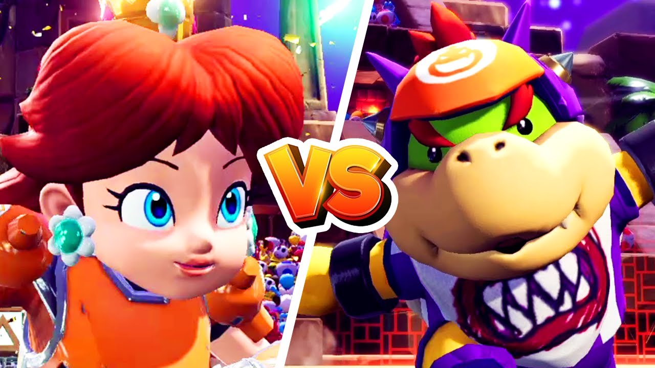 Mario Strikers Battle League - Daisy vs Bowser Jr. (Hard CPU) Gameplay ...