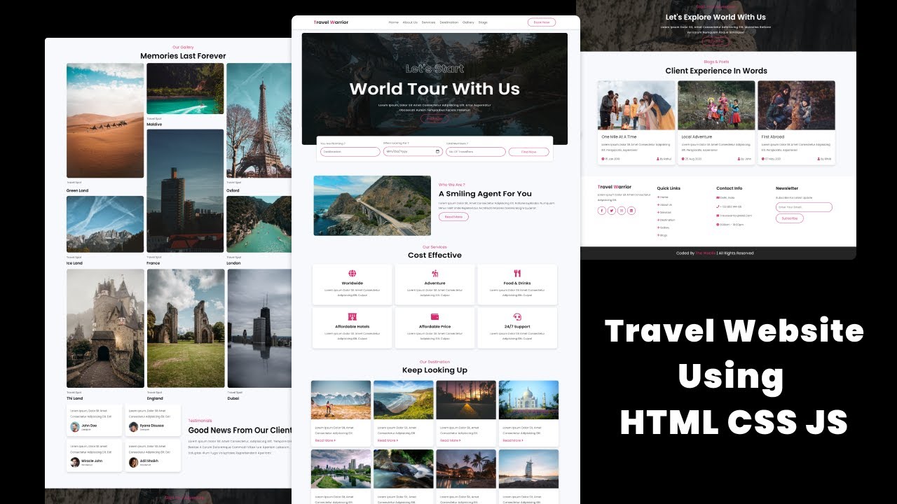 Complete Responsive Travel Website With Html Css Js The Webfix Youtube 7191