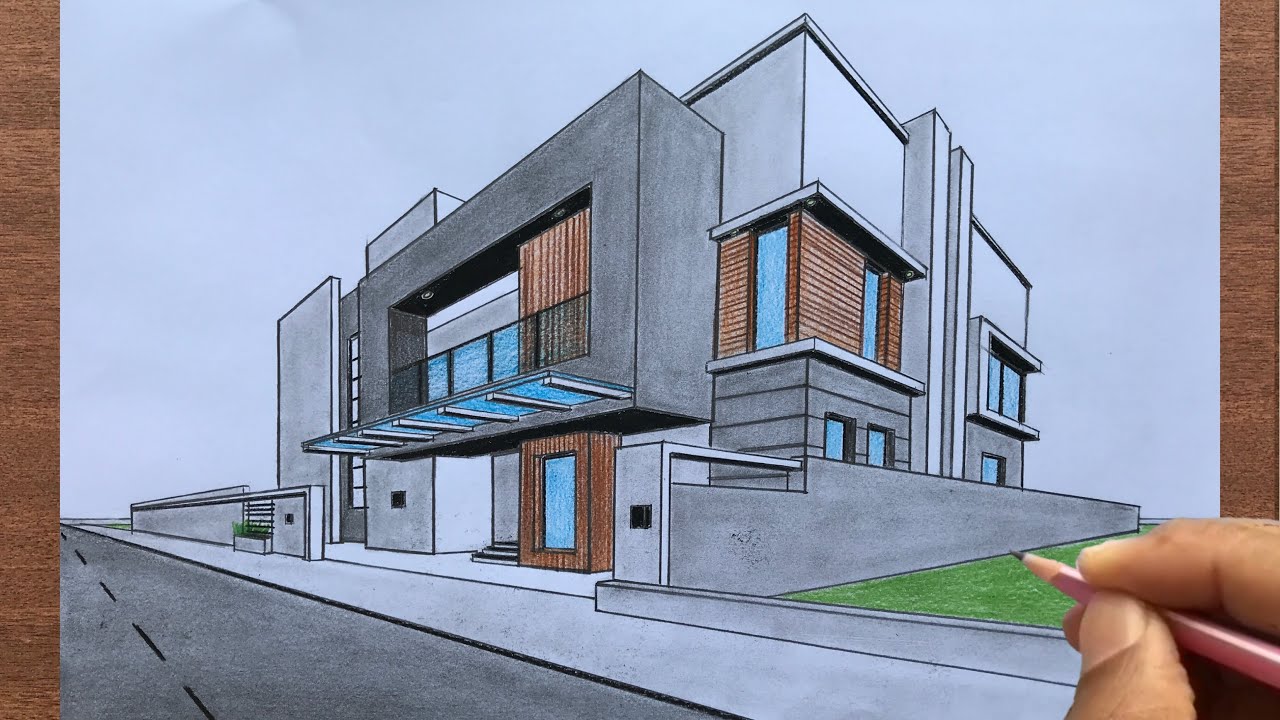 How to Draw a House in 2-Point Perspective - YouTube