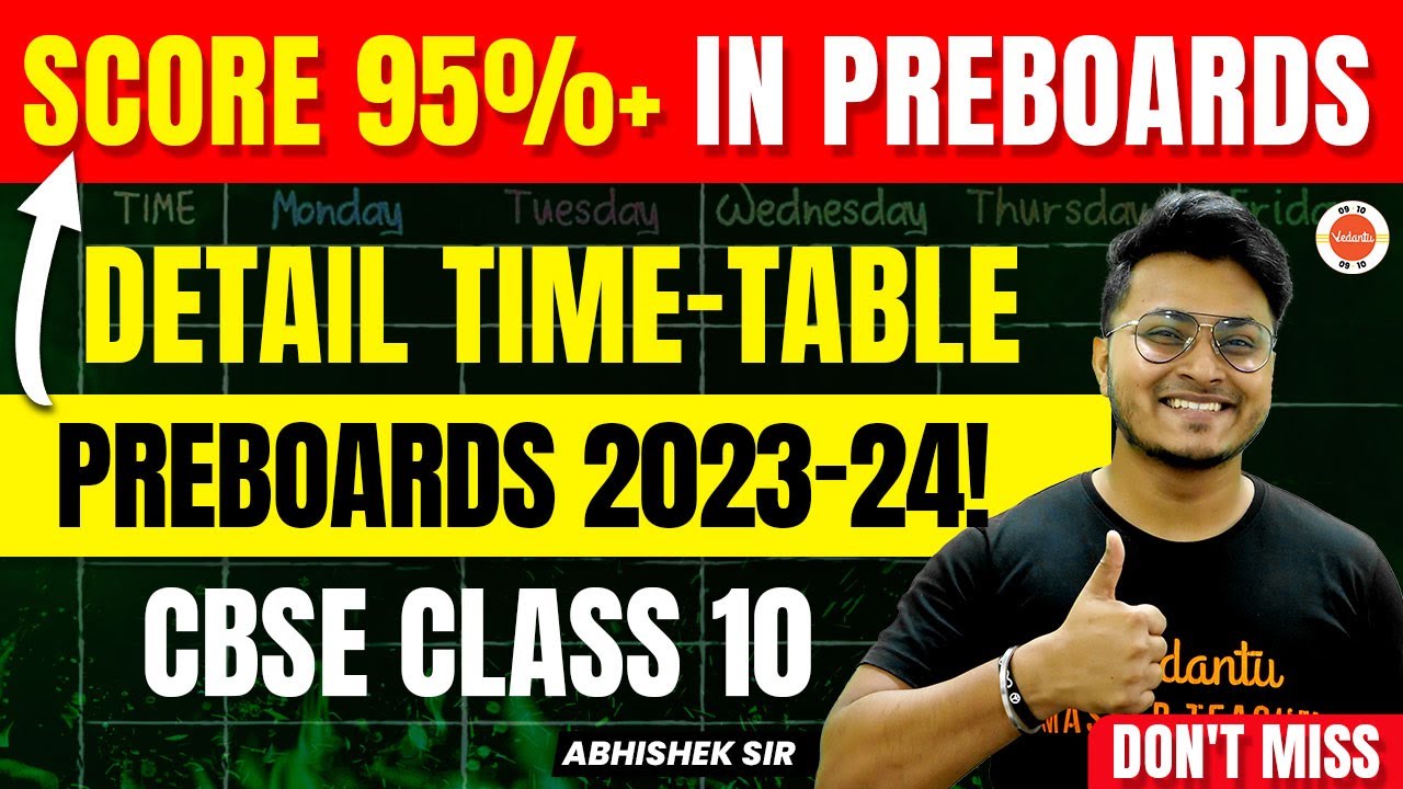 CBSE CLASS 10 PreBoards Time Table for 100% Success| Practical Plan with Focus on Your Mental ...