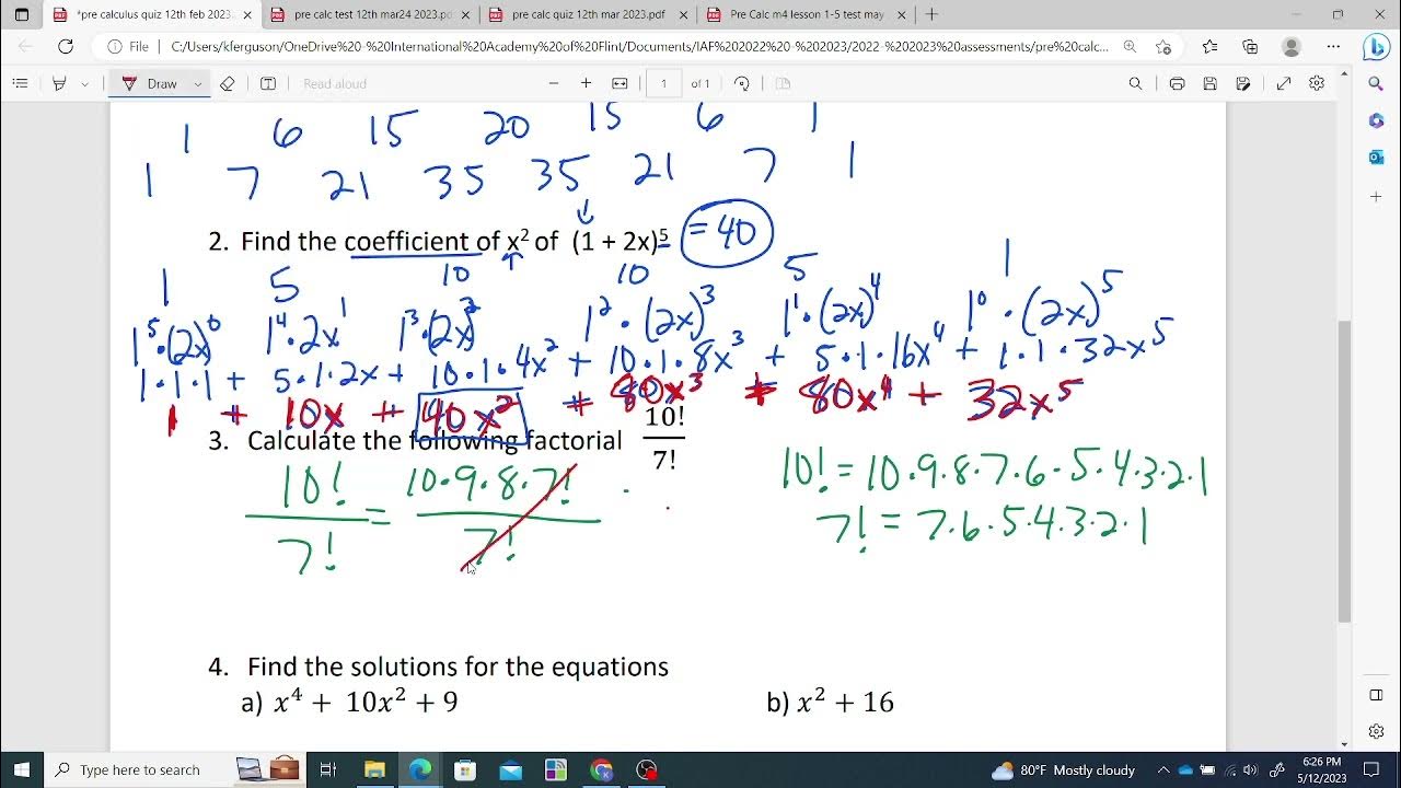 Pre Calc Final review part 1 - YouTube