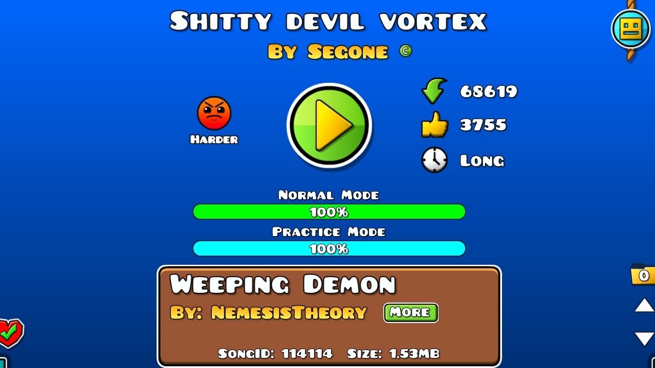 Shitty Devil Vortex 100% (Shitty Extreme Demon) By Segone | Geometry dash - YouTube